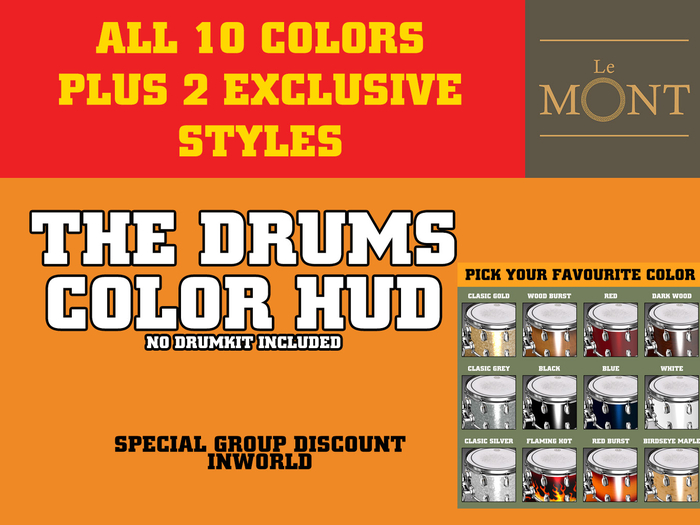 Second Life Marketplace - Le Mont - Drum Set COLOR HUD
